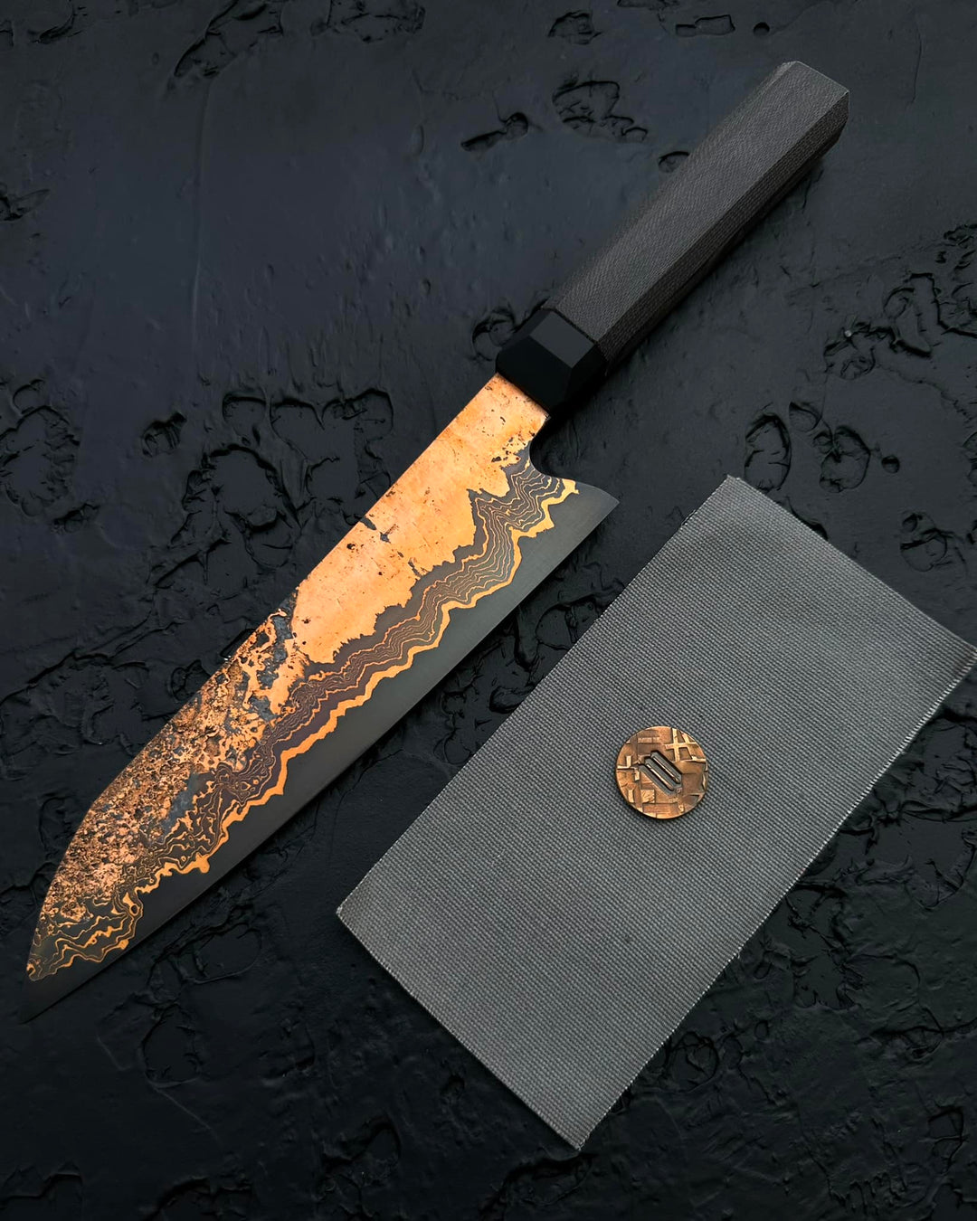 Wanchana Cu Mai (Copper San Mai) Gyuto Chef Knife with John WIck Coin ...