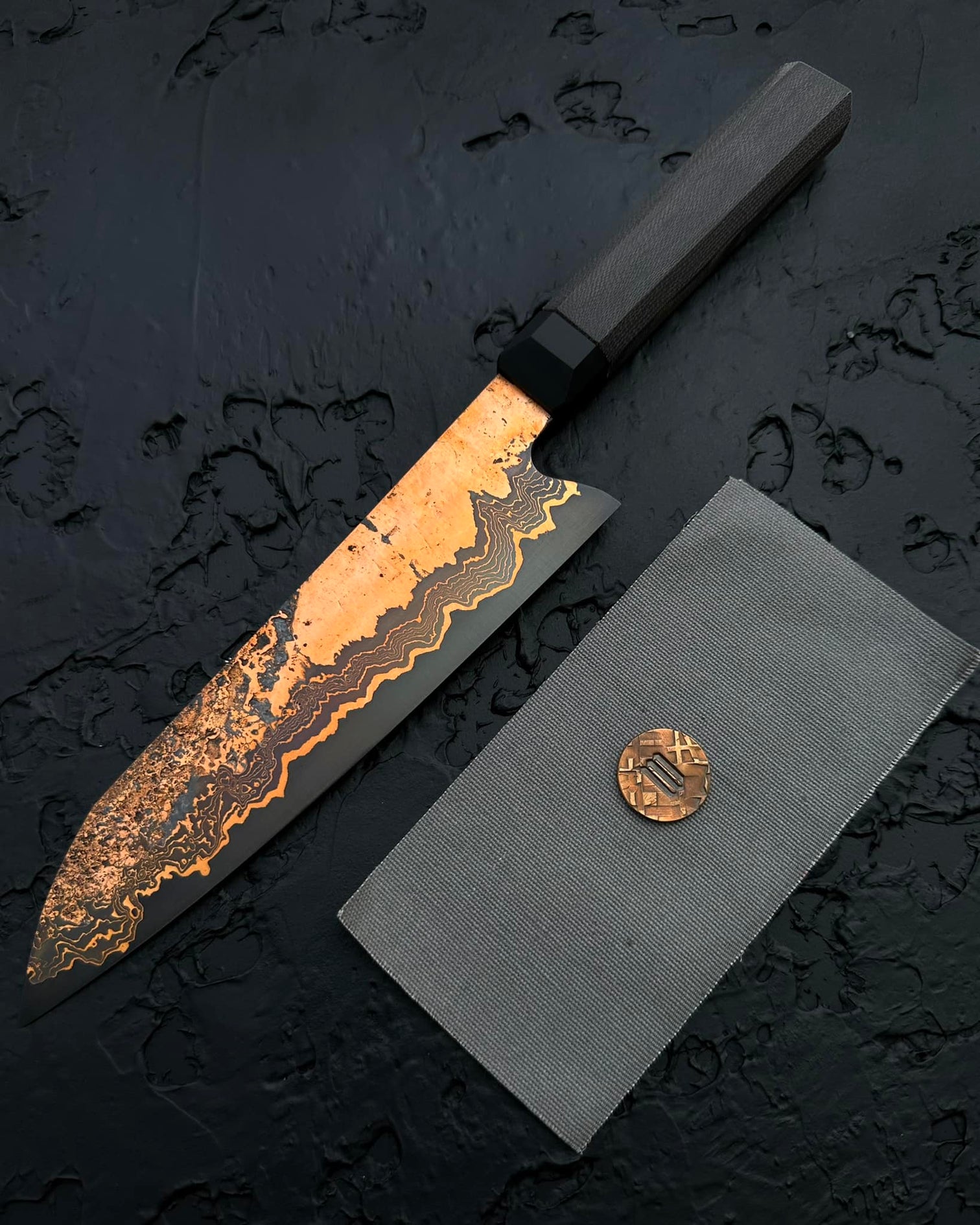 Wanchana Cu Mai (Copper San Mai) Gyuto Chef Knife with John WIck Coin ...