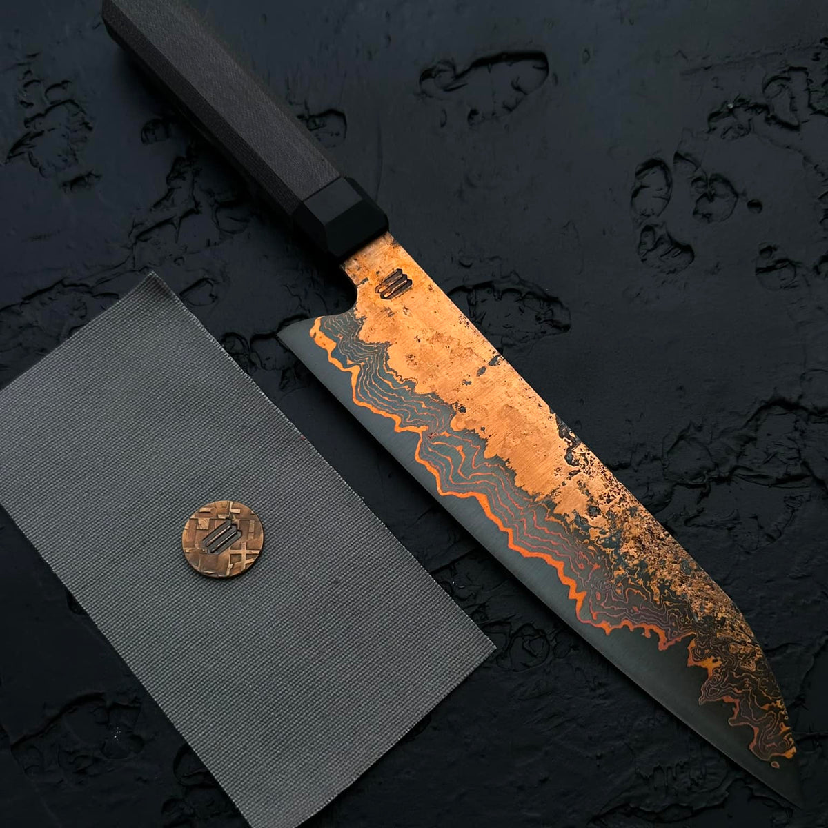 Wanchana Cu Mai (Copper San Mai) Gyuto Chef Knife with John WIck Coin ...