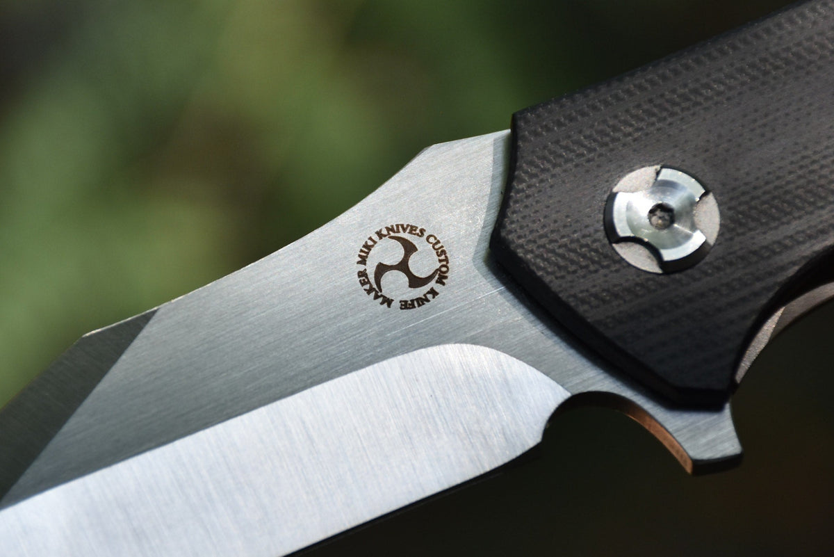 Laser Engraving for custom text or logo on knife steel blade or handle ...