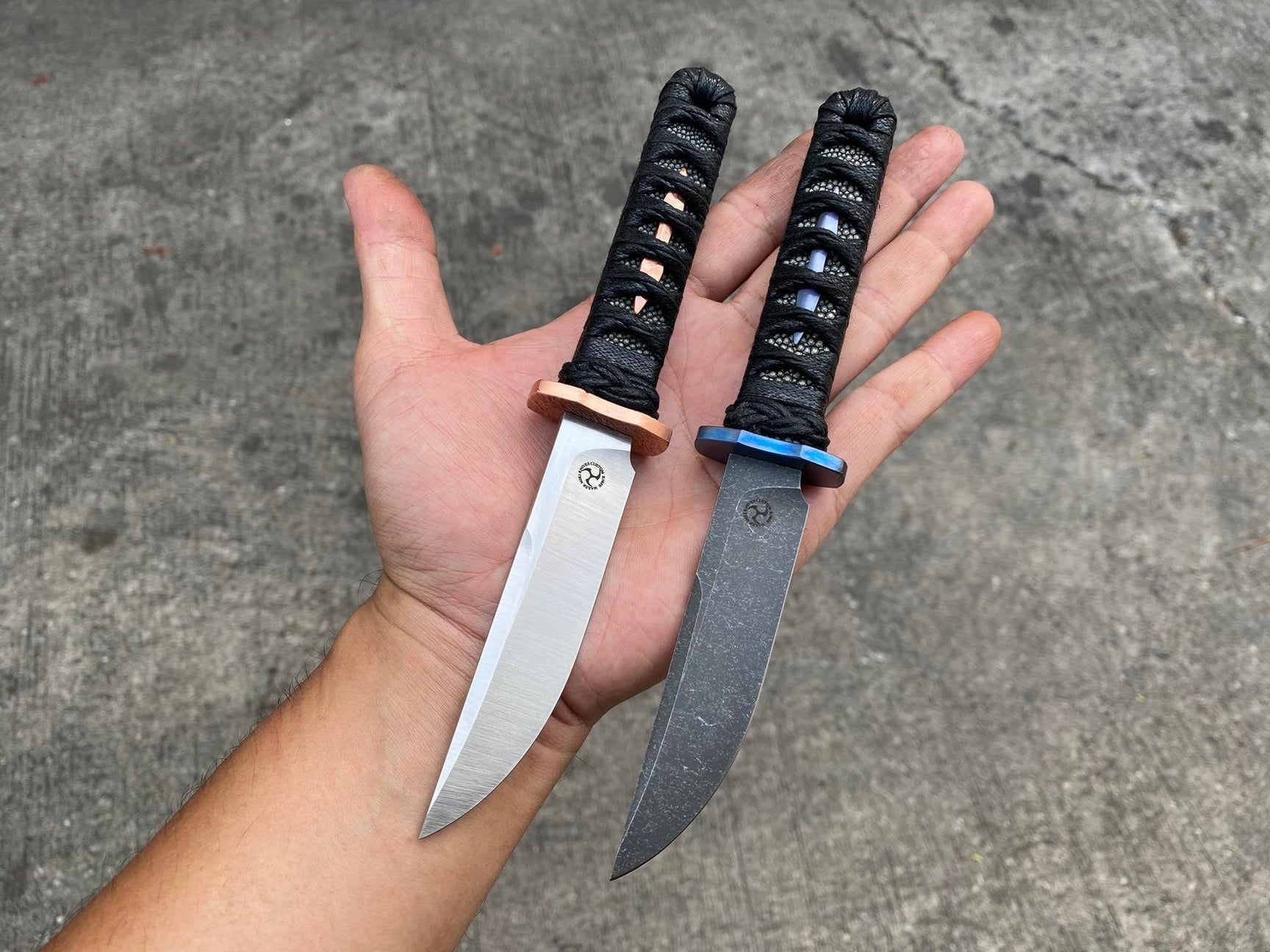 MTK Ronin Tanto knife with Titanium Tsuba & Menuki, Ito rayskin handle ...