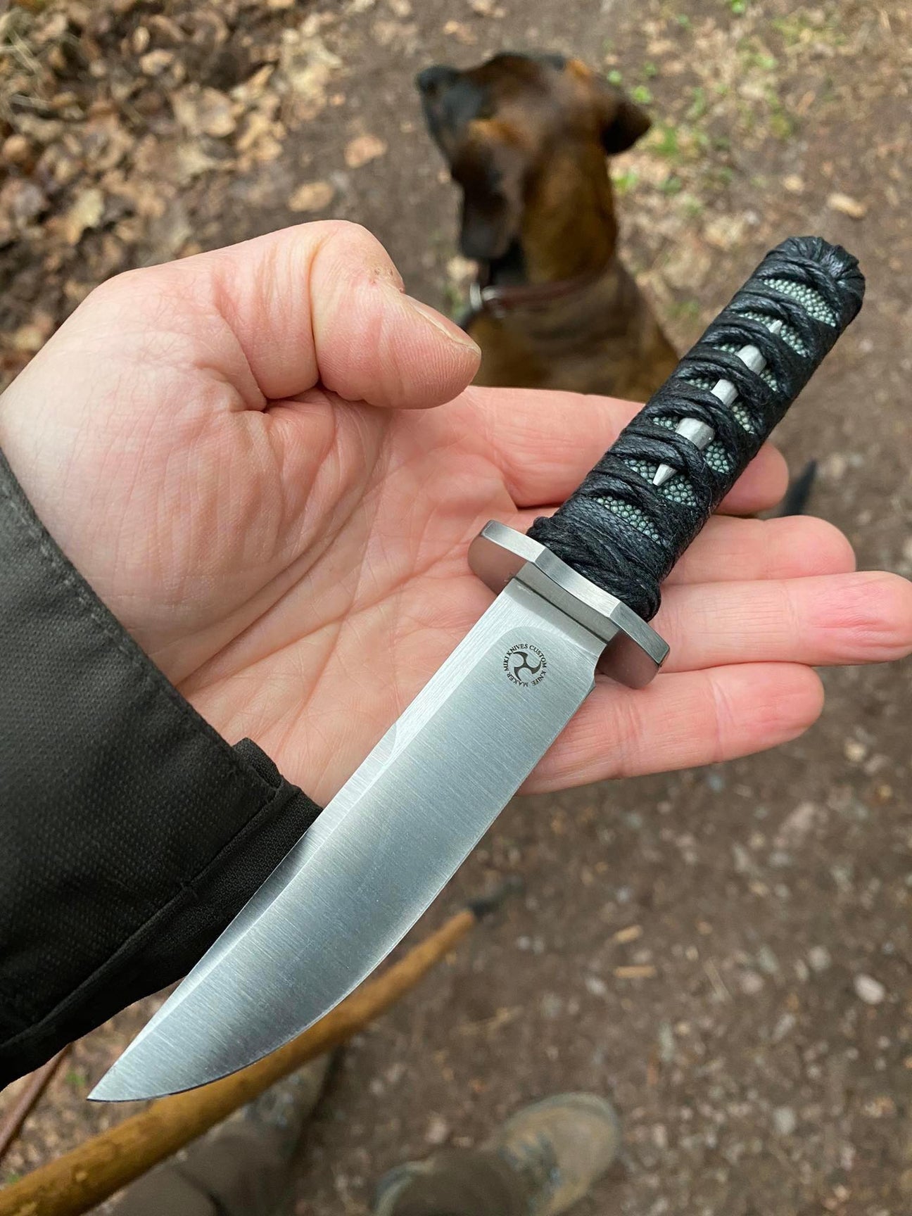 MTK Ronin Tanto knife with Titanium Tsuba & Menuki, Ito rayskin handle ...