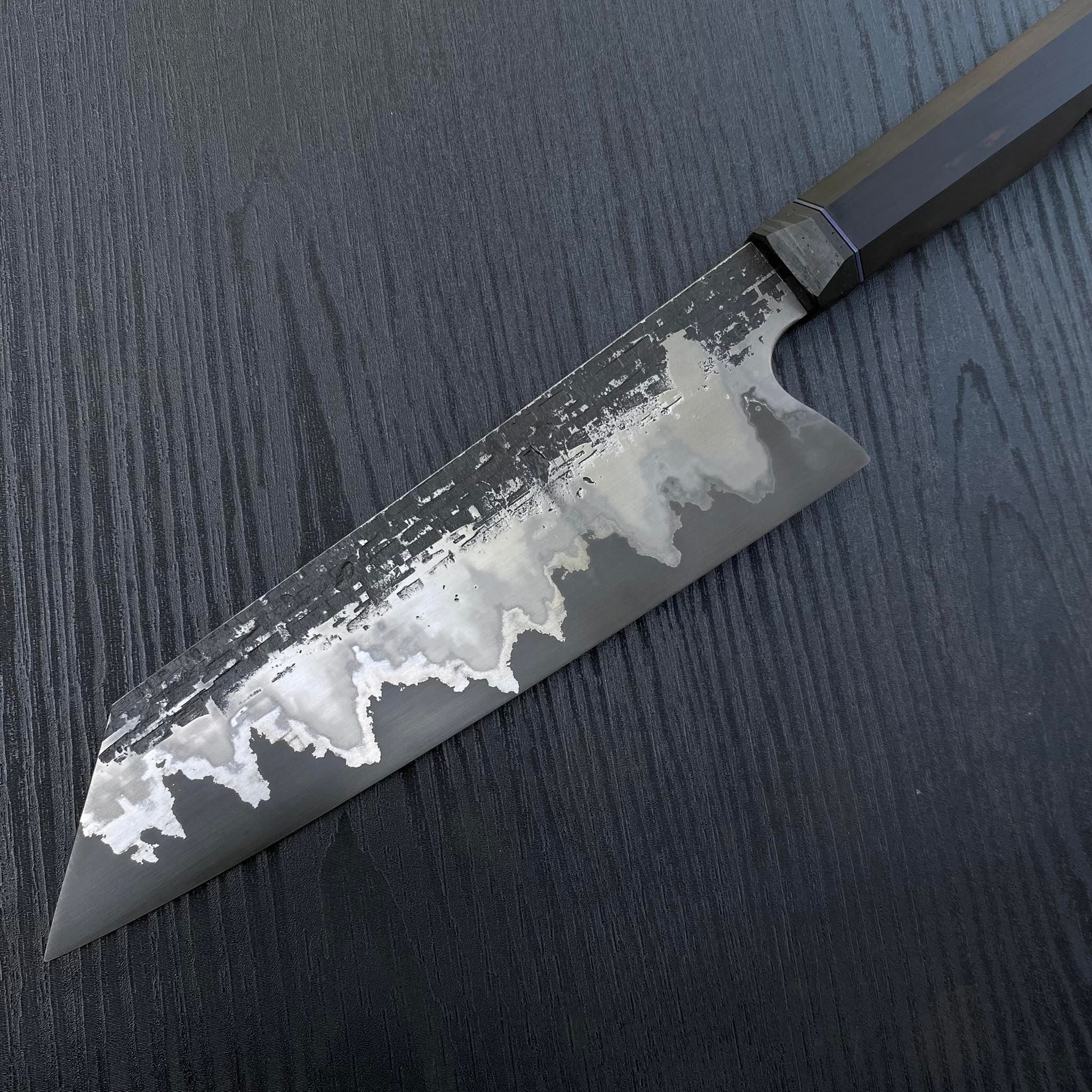 Handmade custom Wanchana San Mai Bunka Chef Knife with Titanium Liner ...