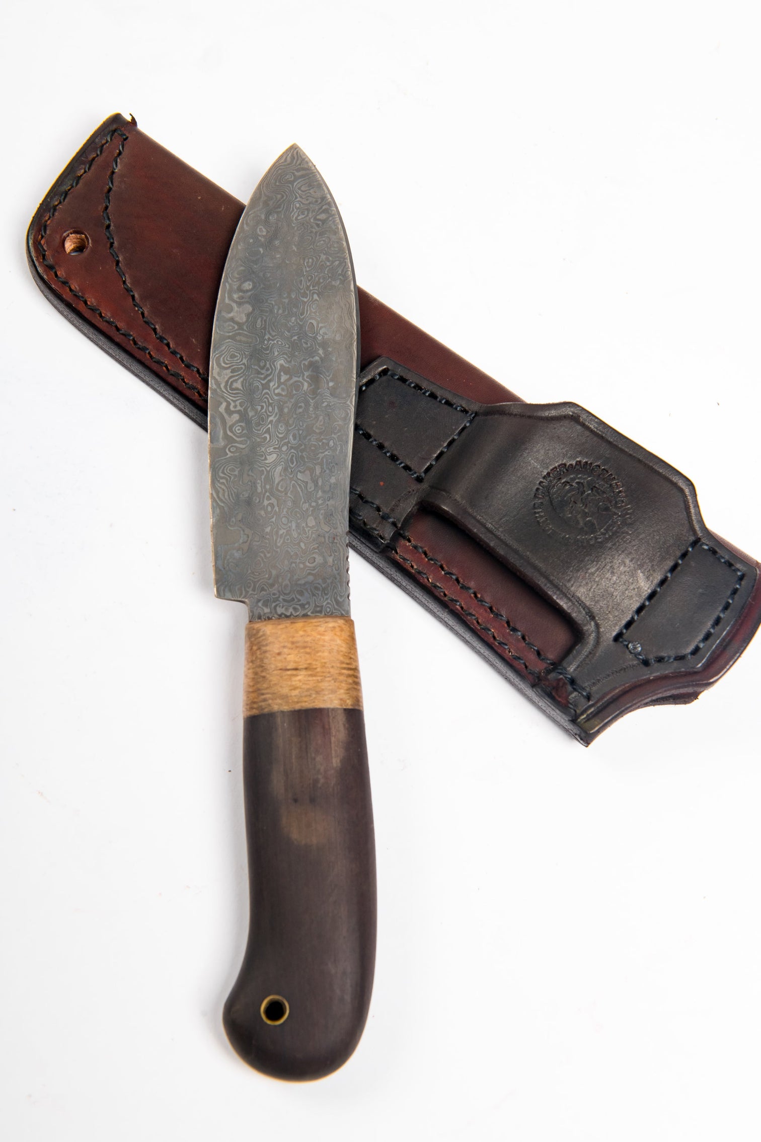 Damascus lotus Leaf Camp Knife SS410 SK5 Steel Pattern Forged Knives ...