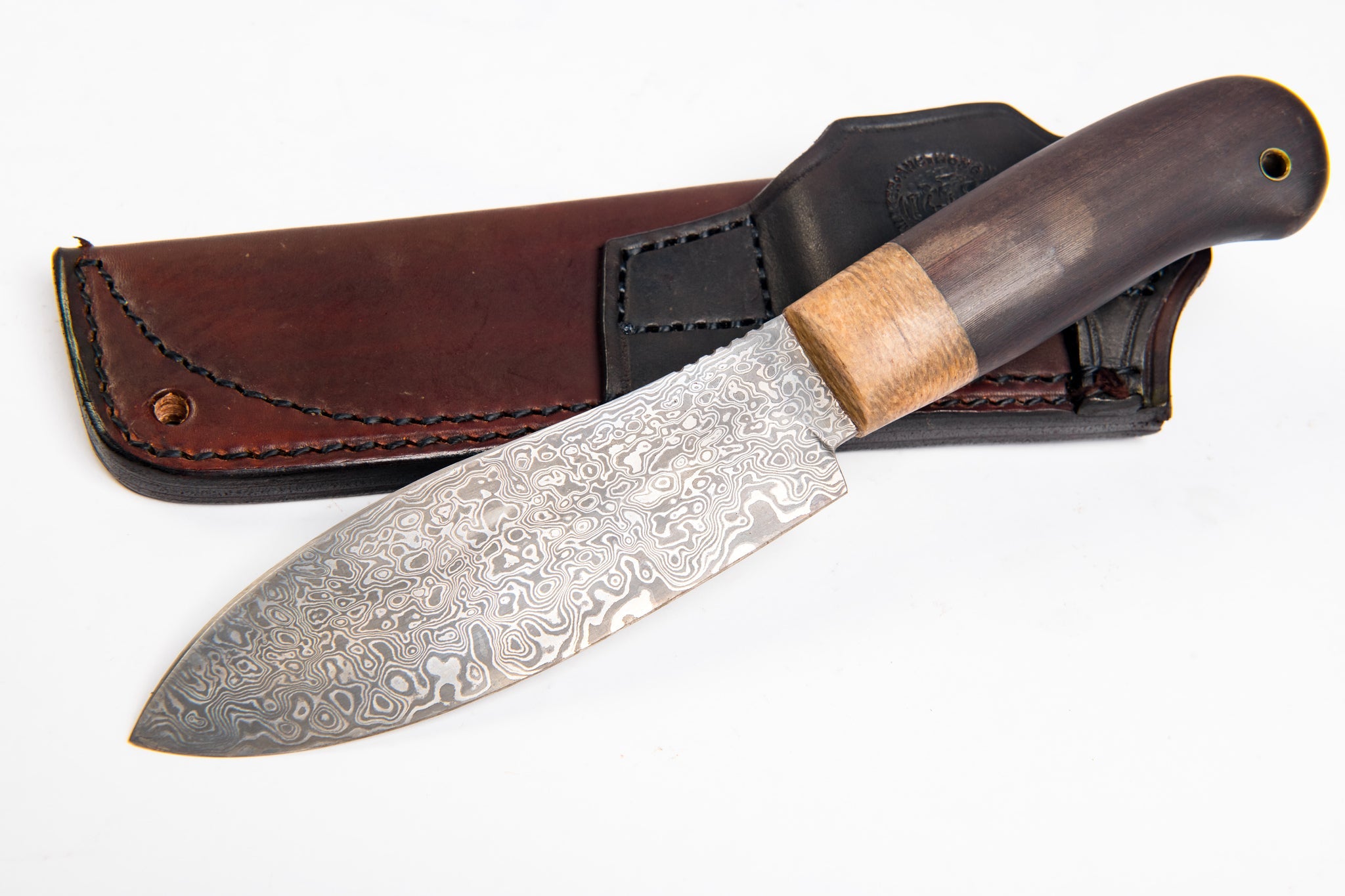 Damascus lotus Leaf Camp Knife SS410 SK5 Steel Pattern Forged Knives ...