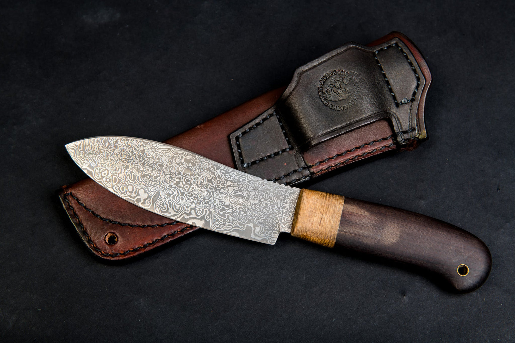 Damascus lotus Leaf Camp Knife SS410 SK5 Steel Pattern Forged Knives ...