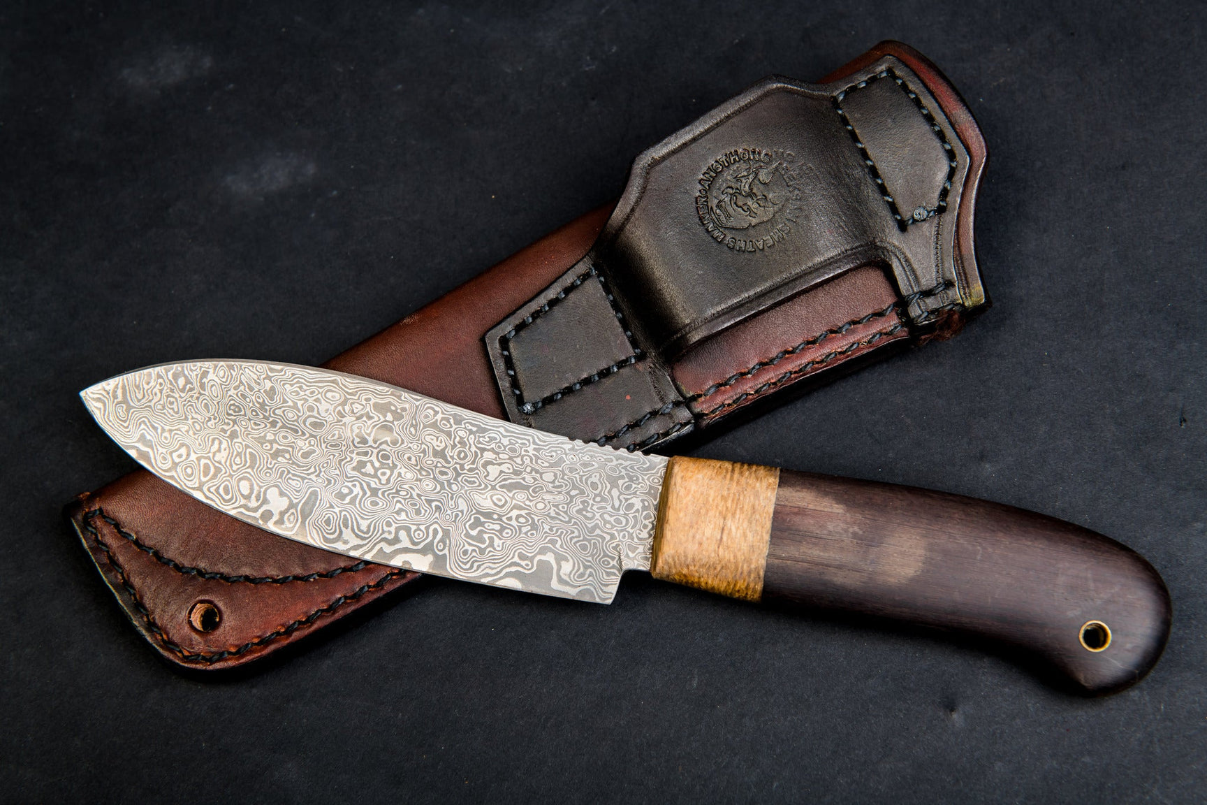 Damascus lotus Leaf Camp Knife SS410 SK5 Steel Pattern Forged Knives ...