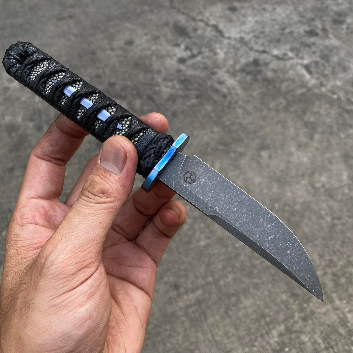 MTK Ronin Tanto knife with Titanium Tsuba & Menuki, Ito rayskin handle ...